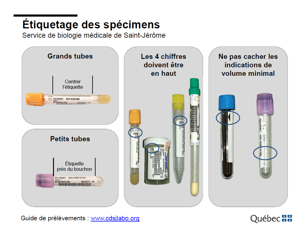 Identification et étiquetage des spécimens - Guide de prélèvements du ...